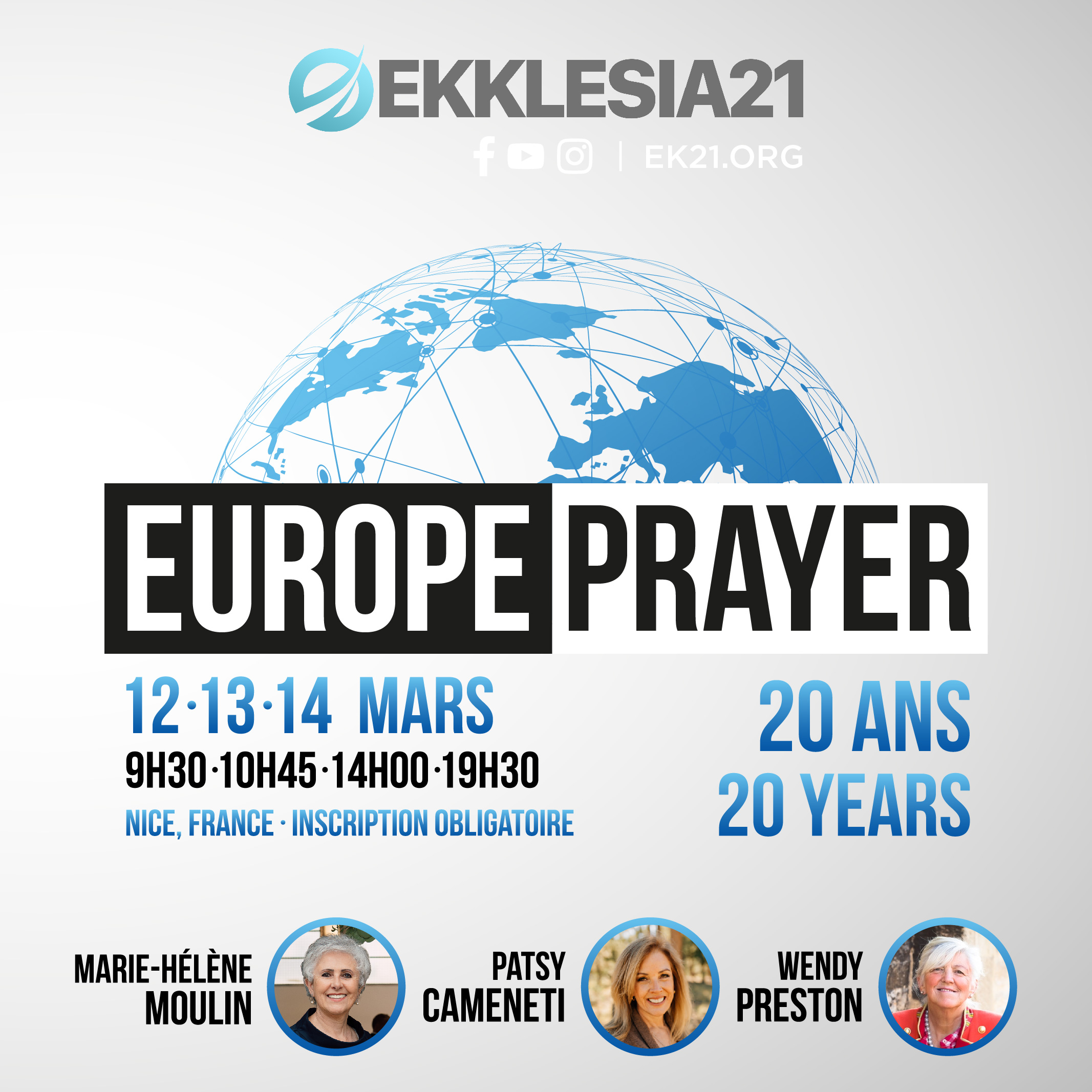 EuropePrayer 2024 : 20 ANS ! 12-14 mars 2024 - Ekklesia 21